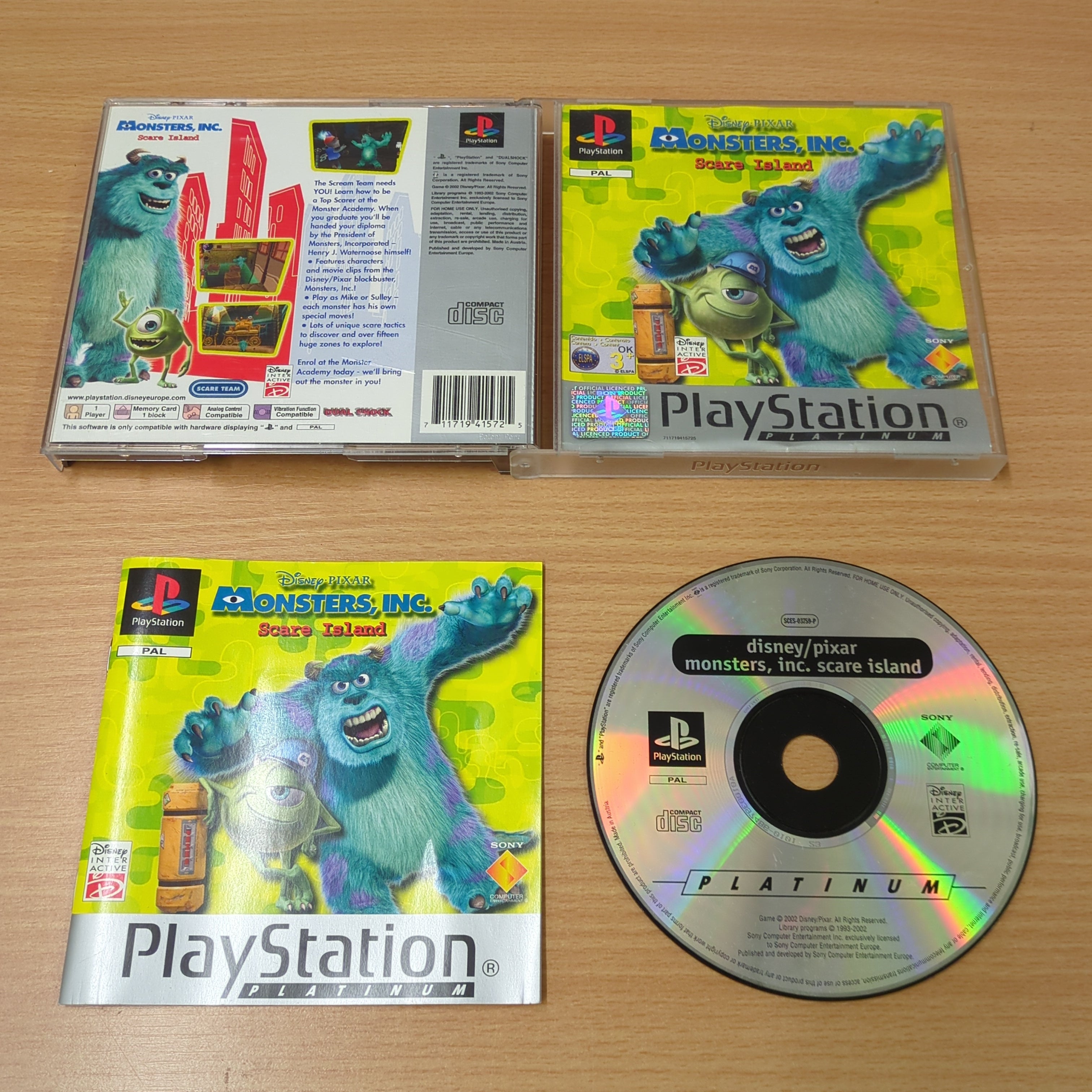 Disney/Pixar Monsters, Inc. Scare Island Platinum Sony PS1 game – retro ...