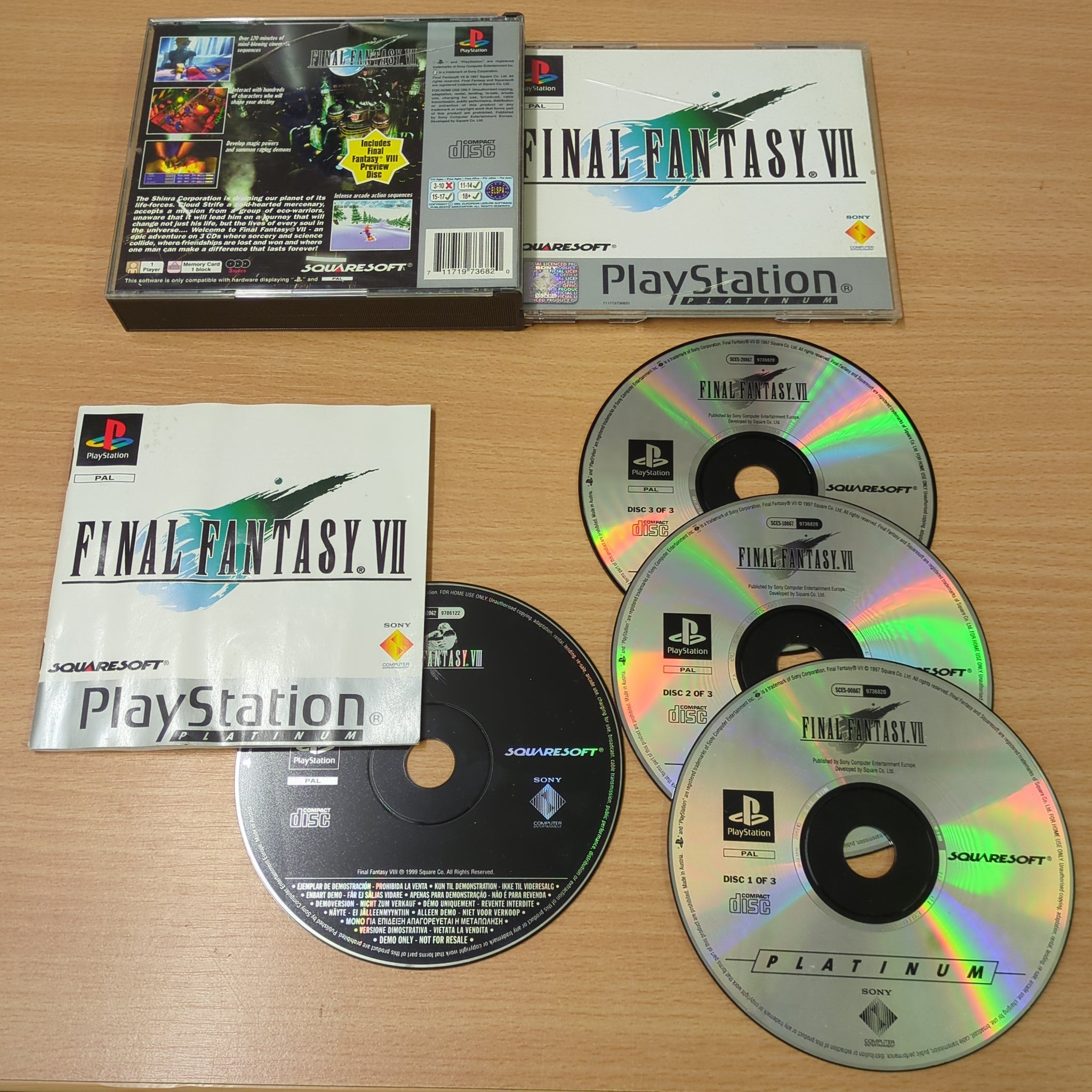 Final Fantasy VII Platinum Sony PS1 game – retro game store uk ...