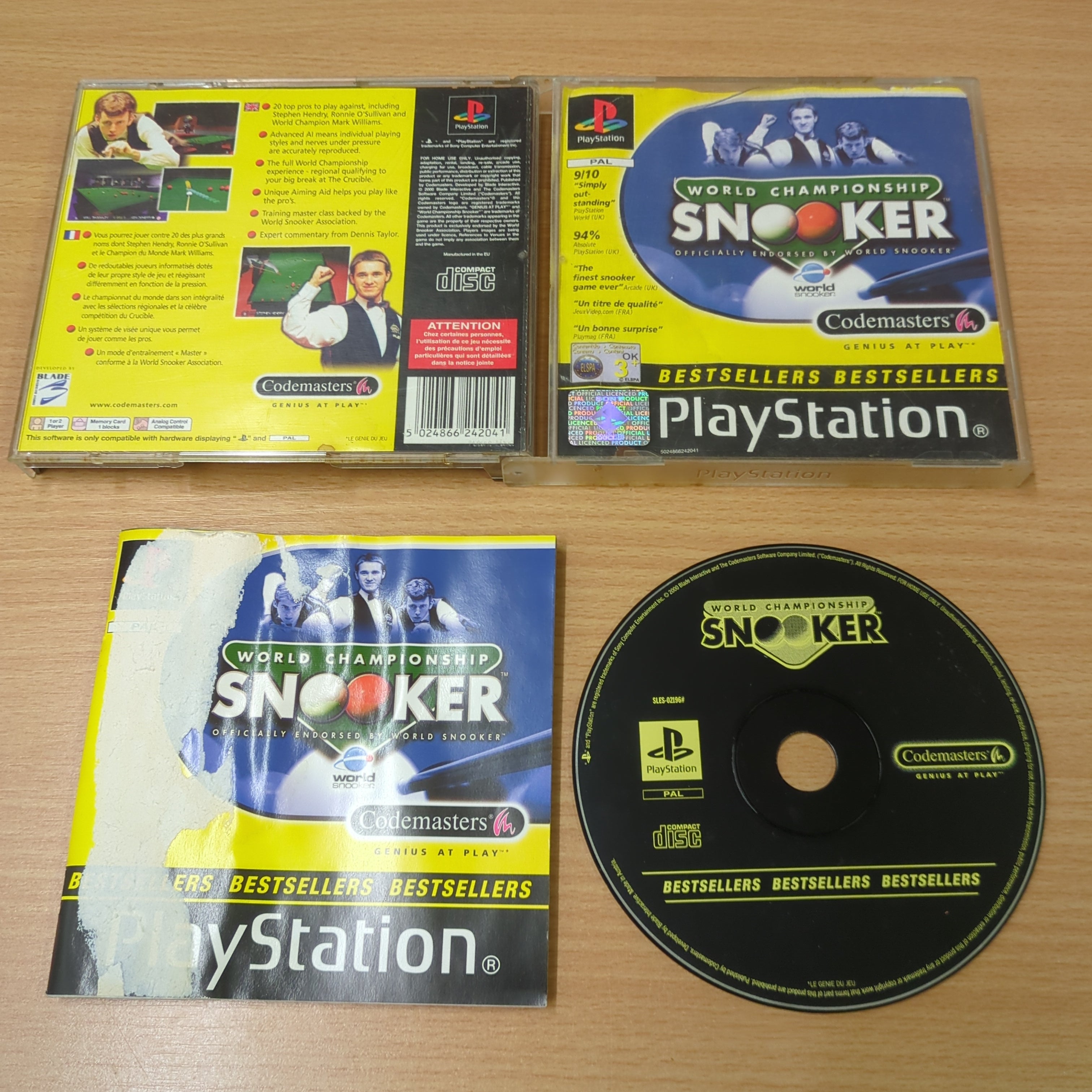 World Championship Snooker (Bestsellers) Sony PS1 game – retro game ...