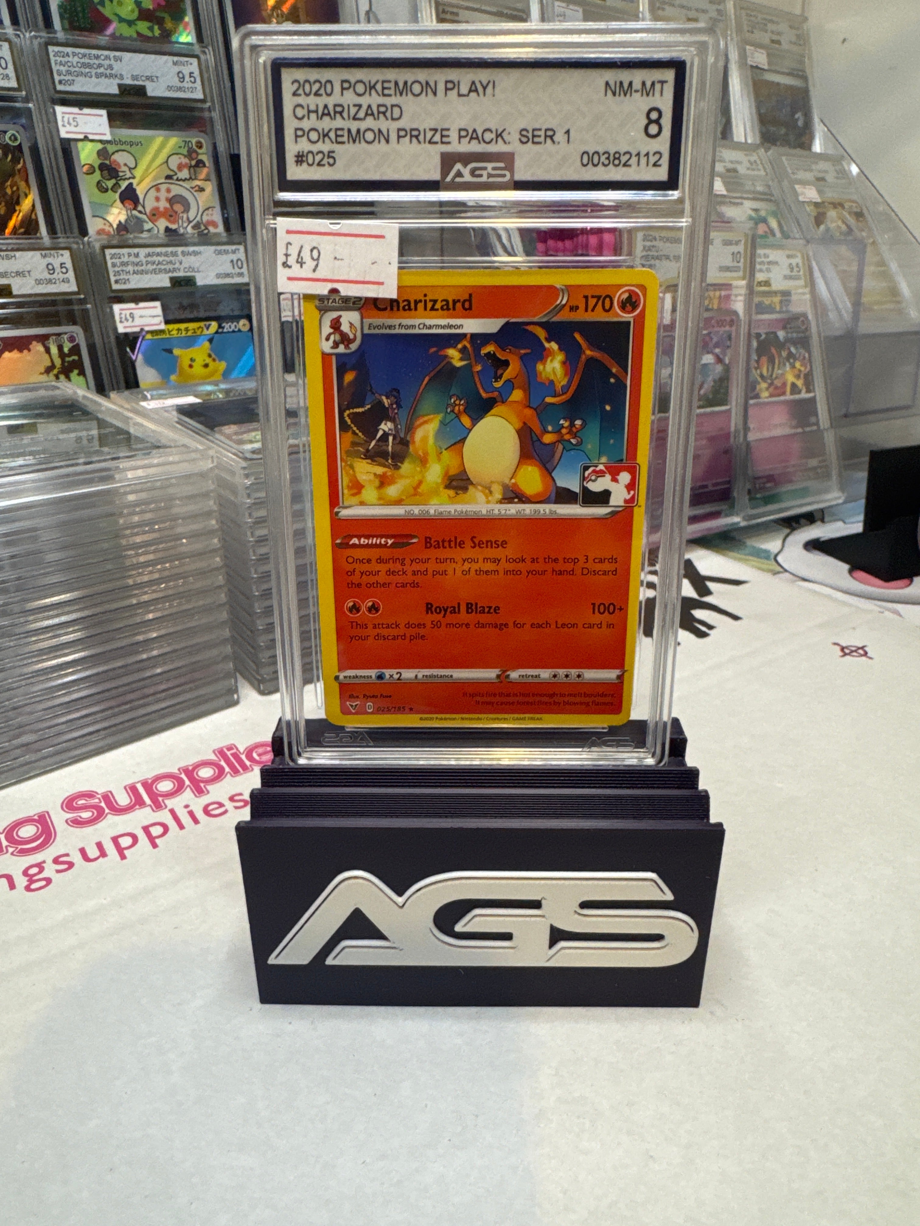 Pokemon prize pack series 1 Charizard #025 Ags 8 graded slab – retro ...